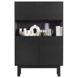 Buffet Woood "Finca", schwarz, B:110cm H:170cm T:40cm, Holzwerkstoff, Schränke, Vitrinenschrank, mit modernem Push-to-Open-System, Breite 110 cm