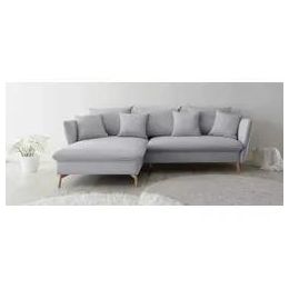 Ecksofa Andas "MERLE, 258 cm, L-Form, traumhafter Cord" Sofas Gr. B/H: 258cm x 91cm, Cord, Recamiere links, grau (hellgrau) mit Bettfunktion und Bettkasten, Liegefläche 224 x 139