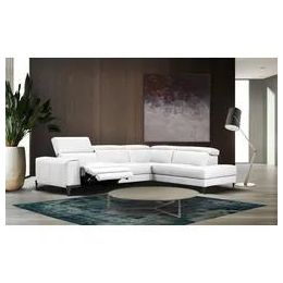 Ecksofa Calia italia "Benja, Designsofa mit erstklassigen Komfortfunktionen zum Wohlfühlen" Sofas Gr. B/T: 294cm x 227cm, Leder BULL, Ottomane rechts, mit elektrischer Relaxfunktion, weiß (bianco puro) in Leder, mit elektrischer Relaxfunktion