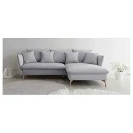 Ecksofa Andas "MERLE, 258 cm, L-Form, traumhafter Cord" Sofas Gr. B/H: 258cm x 91cm, Cord, Recamiere rechts, grau (hellgrau) mit Bettfunktion und Bettkasten, Liegefläche 224 x 139