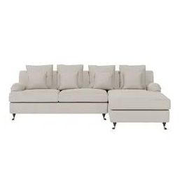 Guido Maria Kretschmer Home & Living Ecksofa GUIDO MARIA KRETSCHMER HOME & LIVING "NORIN L-Form" Sofas Gr. B/H/T: 296cm x 92cm x 180cm, Flachgewebe, Recamiere rechts, beige (creme) zwei Fußarten: vorne - Rollen, hinten Holzfüße