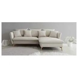 Ecksofa Andas "MERLE, 258 cm, L-Form, traumhafter Cord" Sofas Gr. B/H: 258cm x 91cm, Cord, Recamiere rechts, beige mit Bettfunktion und Bettkasten, Liegefläche 224 x 139