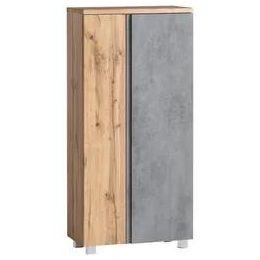 Midischrank Welltime "Sölden" Schränke Gr. B/H/T: 65 cm x 130 cm x 35 cm, 2 St., grau (oxid beton)