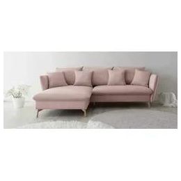 Ecksofa Andas "MERLE, 258 cm, L-Form, traumhafter Cord" Sofas Gr. B/H: 258cm x 91cm, Cord, Recamiere links, rosa (altrosa) mit Bettfunktion und Bettkasten, Liegefläche 224 x 139