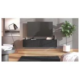 TV-Board Inosign "Antibes Lowboard, Breite 192/154 cm, TV-Schrank, TV-Ständer" Sideboards Gr. B/H/T: 154cm x 32cm x 42cm, Schwarz 154cm, schwarz (black with texture; black matt foil) Trendfarben, Front in 3D-Optik, Push to open Funktion