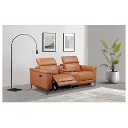 2-Sitzer Places of Style "Lund, 2er-Kinosofa, TV-Sessel, Multimedia-Sofa", braun (cognac), B:195cm H:97cm T:99cm, 100% Echtleder - Kunstleder 100% Polyurethan, Sofas, m. elektrischer o. manueller Relaxfunktion, Getränkehalter u. Staufach