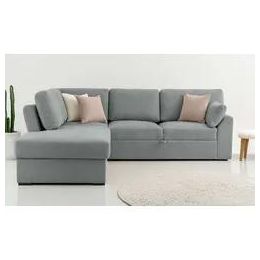 Ecksofa Home Affaire "Citry Schlafsofa" Sofas Gr. B/H/T: 242cm x 88cm x 224cm, Chenille, Ottomane links, grau Breite 242 cm, Chenille, Bettfunktion, Bettkasten, L-Form