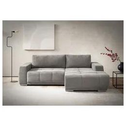 Ecksofa Inosign "Bolero L-Form" Sofas Gr. B/H/T: 241cm x 66cm x 165cm, Struktur fein, Recamiere rechts, ohne Bettfunktion, grau (elephant) mit edler Steppung, wahlweise Schlaffunktion & Bettkasten