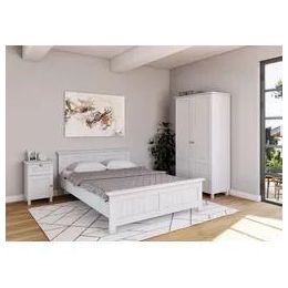 Jugendzimmer-Set Home Affaire "Juventus" Schlafzimmermöbel-Sets Gr. B/H/T: 291 cm x 180 cm x 208 cm, B/H: 140 cm x 200 cm, weiß Baby Massivholz, bestehend aus Bett, Kleiderschrank und Nachtkommode