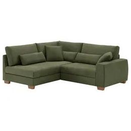 Ecksofa Home Affaire "Helena II DuraSpring" Sofas Gr. B/H/T: 227 cm x 68 cm x 190 cm, Microfaser 1, Ottomane links, mit Bettfunktion, grün mit Taschenfederkern, bis 140 kg belastbar, wahlweise Bett