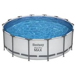 Framepool Bestway "Steel Pro MAXTM" Schwimmbecken Gr. B/H/L: Breite 427 cm x Höhe 122 cm x Länge 427 cm, grau Frame Pool mit Filterpumpe Ø 427x122 cm, lichtgrau