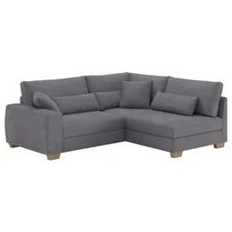 Ecksofa Home Affaire "Helena II DuraSpring" Sofas Gr. B/H/T: 227 cm x 68 cm x 190 cm, Cordstoff CORDUROY, Ottomane rechts, mit Bettfunktion, grau (stone) mit Taschenfederkern, bis 140 kg belastbar, wahlweise Bett