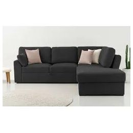 Ecksofa Home Affaire "Citry Schlafsofa" Sofas Gr. B/H/T: 242cm x 88cm x 224cm, Chenille, Ottomane rechts, grau (anthracite) Breite 242 cm, Chenille, Bettfunktion, Bettkasten, L-Form