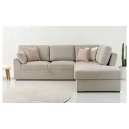 Ecksofa Home Affaire "Citry Schlafsofa" Sofas Gr. B/H/T: 242cm x 88cm x 224cm, Chenille, Ottomane rechts, braun (cappuccino) Breite 242 cm, Chenille, Bettfunktion, Bettkasten, L-Form