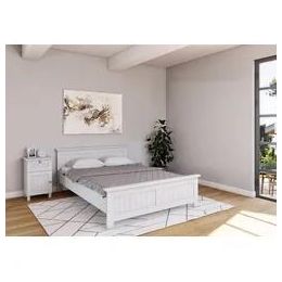 Jugendzimmer-Set Home Affaire "Juventus" Schlafzimmermöbel-Sets Gr. B/H/T: 194cm x 75cm x 208cm, B/H: 140cm x 200cm, weiß Baby Massivholz, bestehend aus Bett und Nachtkommode