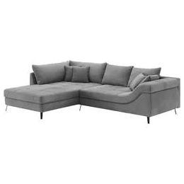 Ecksofa Inosign "Portofino" Sofas Gr. B/H/T: 317cm x 98cm x 228cm, Microfaser, Recamiere links, grau (memphis 20 stone) 4 Bezugsqualitäten, 13,5 cm hohe Metall-Profilfüße in matt-schwarz