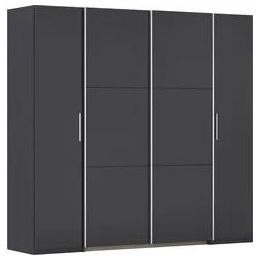 Schwebetürenschrank Rauch "Kleiderschrank Drehtürenschrank Schrank Garderobe KRONACH TOPSELLER" Schränke Gr. B/H/T: 225 cm x 210 cm x 59 cm, 4 St., grau (graumetallic) mit Dreh- und Schwebetüren vielen Einlegeböden MADE IN GERMANY