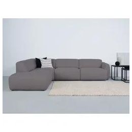 Ecksofa Andas "Myrland" Sofas Gr. B/H/T: 241cm x 72cm x 231cm, Chenille, Ottomane links, grau (gray) Breite 241 cm, Chenille, Easy Clean Stoff, mit Kaltschaum