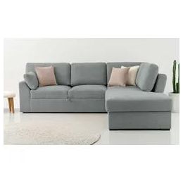 Ecksofa Home Affaire "Citry Schlafsofa" Sofas Gr. B/H/T: 242cm x 88cm x 224cm, Chenille, Ottomane rechts, grau Breite 242 cm, Chenille, Bettfunktion, Bettkasten, L-Form