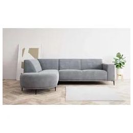 Ecksofa Andas "Vorby" Sofas Gr. B/H/T: 252cm x 80cm x 223cm, Chenille, Ottomane links, grau (anthrazit) L-Form, Breite 252 cm, weicher Chenille-Stoff, schwarze Metallfüße