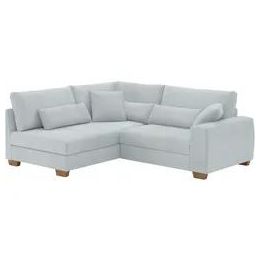 Ecksofa Home Affaire "Helena II DuraSpring" Sofas Gr. B/H/T: 227 cm x 68 cm x 190 cm, Microfaser 2, Ottomane links, ohne Bettfunktion, grau (novaclean avanti 3 silver) mit Taschenfederkern, bis 140 kg belastbar, wahlweise Bett