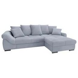 Ecksofa Inosign "Livorno DuraFlex" Sofas Gr. B/H/T: 266cm x 66cm x 188cm, Microfaser, Recamiere rechts-Bettfunktion links, blau (memphis 1676 grau) inkl. Hochschläfer-Bettauszug, XL-Bettkasten weiß beschichtet