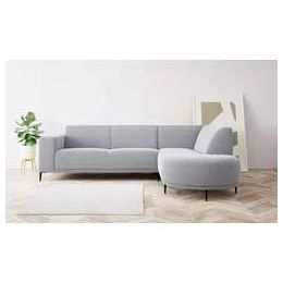 Ecksofa Andas "Vorby" Sofas Gr. B/H/T: 252cm x 80cm x 223cm, Chenille, Ottomane rechts, grau (ashgrau) L-Form, Breite 252 cm, weicher Chenille-Stoff, schwarze Metallfüße