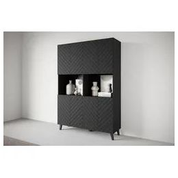 Highboard Inosign "PHUKET" Sideboards Gr. B/H/T: 120cm x 168cm x 39cm, schwarz (graphite matt/graphite matt mdf) Moderne Hochkommode ohne Griffe mit 10 Fächern, Breite 120 cm