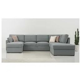 Wohnlandschaft Home Affaire "Citry Schlafsofa" Sofas Gr. B/H/T: 309cm x 88cm x 224cm, Chenille, Ottomane rechts, grau Breite 309 cm, Chenille, Bettfunktion, Bettkasten, U-Form