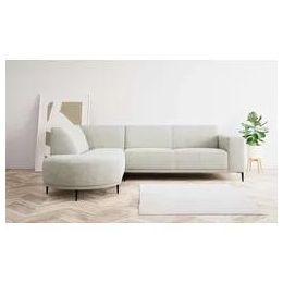 Ecksofa Andas "Vorby" Sofas Gr. B/H/T: 252cm x 80cm x 223cm, Chenille, Ottomane links, beige (natural) L-Form, Breite 252 cm, weicher Chenille-Stoff, schwarze Metallfüße