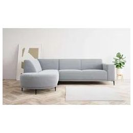 Ecksofa Andas "Vorby" Sofas Gr. B/H/T: 252cm x 80cm x 223cm, Chenille, Ottomane links, grau (ashgrau) L-Form, Breite 252 cm, weicher Chenille-Stoff, schwarze Metallfüße