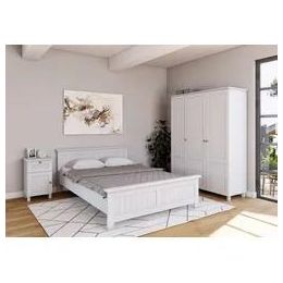 Jugendzimmer-Set Home Affaire "Juventus" Schlafzimmermöbel-Sets Gr. B/H/T: 337cm x 180cm x 208cm, B/H: 140cm x 200cm, weiß Baby Massivholz, bestehend aus Bett, Kleiderschrank und Nachtkommode