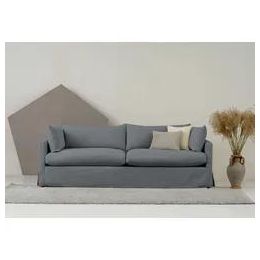 3-Sitzer Andas "Joucas, Hussensofa, Breite 244 cm" Sofas Gr. B/H/T: 244cm x 85cm x 104cm, Struktur fein, grau (dunkelgrau) extra tiefe Sitzfläche, mit Faserball-Füllung für mehr Sitzkomfort