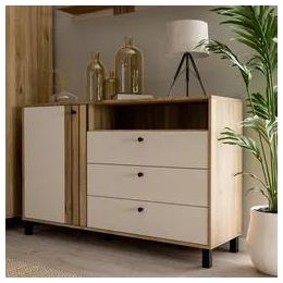 Sideboard FORTE Sideboards Gr. B/H/T: 138,1cm x 87cm x 42,0cm, 3 St., beige (mauvella eiche /sand) Sideboard, Stauraum, Soft Close, Metallgriffe