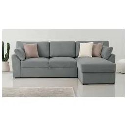 Ecksofa Home Affaire "Citry Schlafsofa" Sofas Gr. B/H/T: 246cm x 88cm x 156cm, Chenille, Recamiere rechts, grau Breite 246 cm, Chenille, Bettfunktion, Bettkasten, L-Form