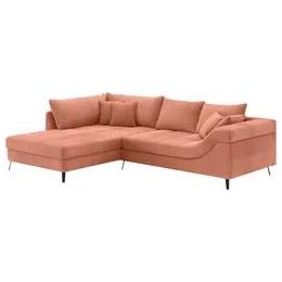 Ecksofa Inosign "Portofino" Sofas Gr. B/H/T: 317cm x 98cm x 228cm, Soft clean, Recamiere links, braun (novaclean avanti 9 ginger) 4 Bezugsqualitäten, 13,5 cm hohe Metall-Profilfüße in matt-schwarz