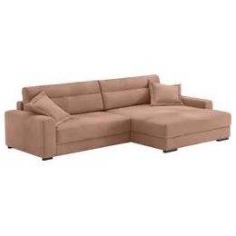 Ecksofa Inosign "Marcello DuraFlex" Sofas Gr. B/H/T: 310cm x 90cm x 184cm, Soft clean, Bettfunktion links-Recamiere rechts, braun (novaclean avanti 9 ginger) EasyBett, Bettkasten, Kaltschaumpolsterung, bis 140 kg belastbar