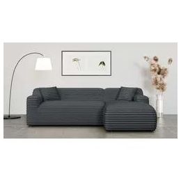 Ecksofa Home Affaire "Lilliana" Sofas Gr. B/H/T: 256cm x 76cm x 160cm, Cord, Recamiere rechts, grau (anthrazit) L-Form