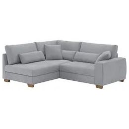 Ecksofa Home Affaire "Helena II, L-Form" Sofas Gr. B/H/T: 227 cm x 68 cm x 190 cm, Material, Ottomane links, ohne Bettfunktion, grau Mit Federkern, wahlweise mit Bett und Taschenfederkern