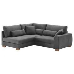 Ecksofa Home Affaire "Helena II DuraSpring" Sofas Gr. B/H/T: 227 cm x 68 cm x 190 cm, Microfaser 1, Ottomane links, mit Bettfunktion, schwarz mit Taschenfederkern, bis 140 kg belastbar, wahlweise Bett