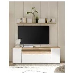 HBZ-MEBLE Lowboard HBZ "BZ 5110 TV bis zu 70 Zoll geeignet, BxHxT 177x175x37 cm" Sideboards Gr. B/H/T: 177cm x 175cm x 37cm,, weiß (artisan eiche/weiß abs. artisan mit grauen streifen) Mit 2 Türen, 1 Klappe, Schubkasten, Einlegeböden verstellbar