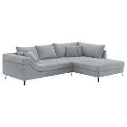 Ecksofa Inosign "Portofino" Sofas Gr. B/H/T: 317cm x 98cm x 228cm, Microfaser, Recamiere rechts, grau (memphis 45 grau) 4 Bezugsqualitäten, 13,5 cm hohe Metall-Profilfüße in matt-schwarz