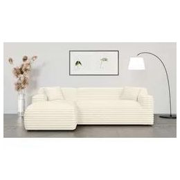 Ecksofa Home Affaire "Lilliana" Sofas Gr. B/H/T: 256cm x 76cm x 160cm, Cord, Recamiere links, beige (creme) L-Form