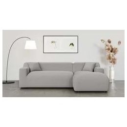 Ecksofa Home Affaire "Lilliana" Sofas Gr. B/H/T: 256cm x 76cm x 160cm, Feincord, Recamiere rechts, grau (hellgrau) L-Form