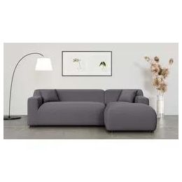 Ecksofa Home Affaire "Lilliana" Sofas Gr. B/H/T: 256cm x 76cm x 160cm, Feincord, Recamiere rechts, grau (dunkelgrau) L-Form