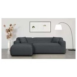 Ecksofa Home Affaire "Lilliana" Sofas Gr. B/H/T: 256cm x 76cm x 160cm, Cord, Recamiere links, grau (anthrazit) L-Form