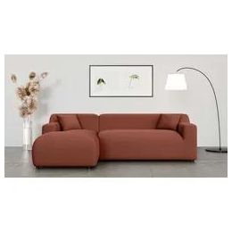 Ecksofa Home Affaire "Lilliana" Sofas Gr. B/H/T: 256cm x 76cm x 160cm, Feincord, Recamiere links, orange (terra) L-Form