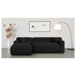 Ecksofa Home Affaire "Lilliana" Sofas Gr. B/H/T: 256cm x 76cm x 160cm, Feincord, Recamiere links, schwarz L-Form