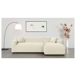 Ecksofa Home Affaire "Lilliana" Sofas Gr. B/H/T: 256cm x 76cm x 160cm, Feincord, Recamiere rechts, beige (creme) L-Form