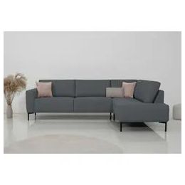 Ecksofa Andas "Melby" Sofas Gr. B/H/T: 275cm x 87cm x 205cm, Struktur weich, Ottomane rechts, grau (anthrazit) Breite 275 cm, in einem weichen Struktur Stoff, lose Rückenkissen